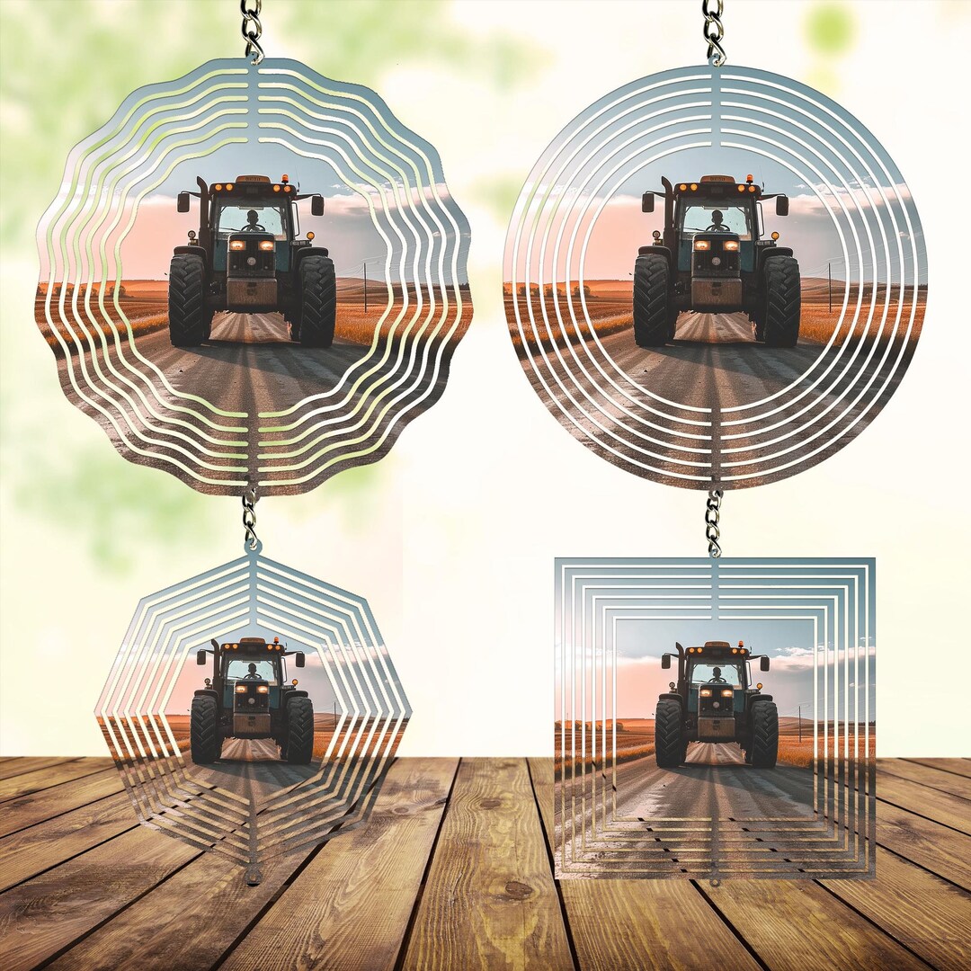Tractor Wind Spinner PNG: Round & Square Sublimation Design (digital ...