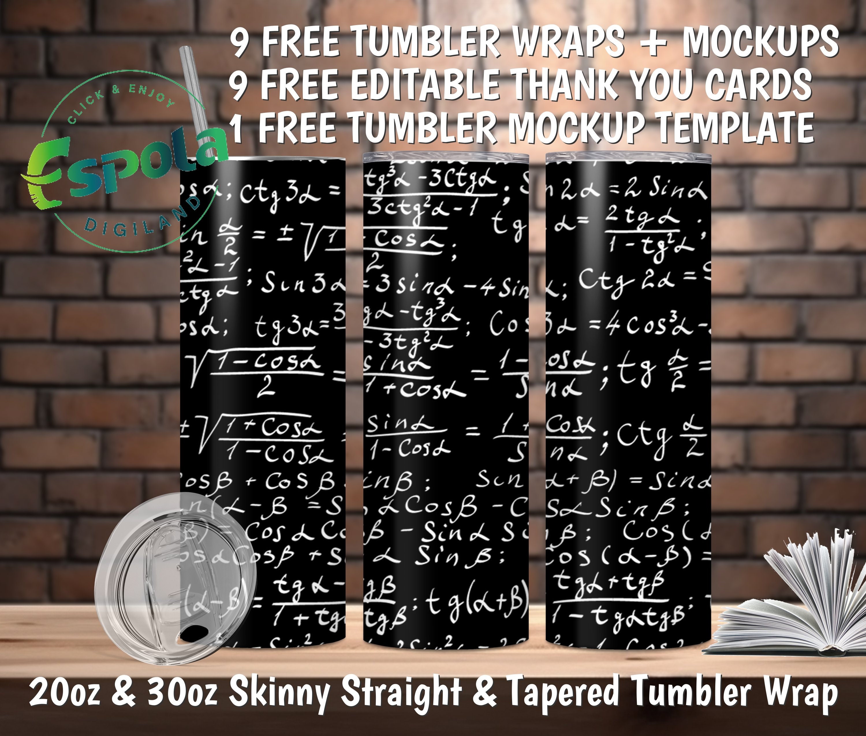 Math Mystery 20oz&30oz Skinny Tumbler Wrap Seamless Designs - Etsy