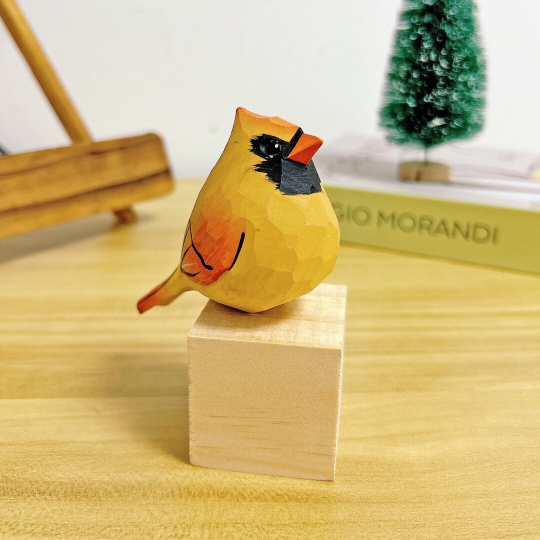 Realistic Northern Cardinal Wood Carving Bird Figurine,handmade Birds ...