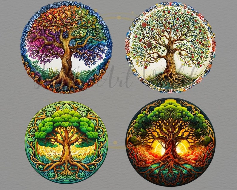 Watercolor Tree of Life PNG Bundle, Digital Crafts Designs Transparent ...