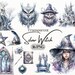 Watercolor Silver Witch PNG Bundle, Digital Crafts Designs Transparent ...