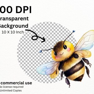 Watercolor Cute Bumblebee Bundle, Digital Crafts Designs Transparent ...