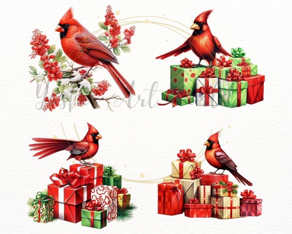Christmas Red Cardinal PNG Bundle Digital Crafts Designs - Etsy