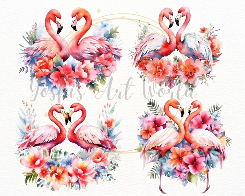Watercolor Flamingo PNG Bundle Digital Crafts Designs - Etsy