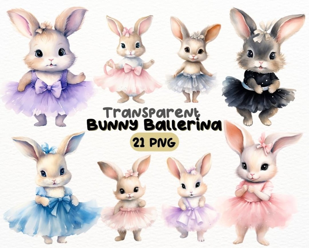 Watercolor Ballerina Bunny PNG Bundle, Digital Crafts Designs ...