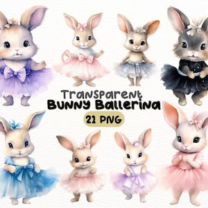 Watercolor Ballerina Bunny PNG Bundle, Digital Crafts Designs ...