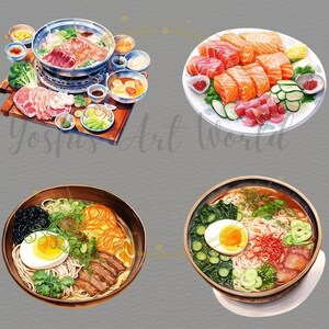 Watercolor Japanese Food PNG Bundle, Digital Crafts Designs Transparent ...