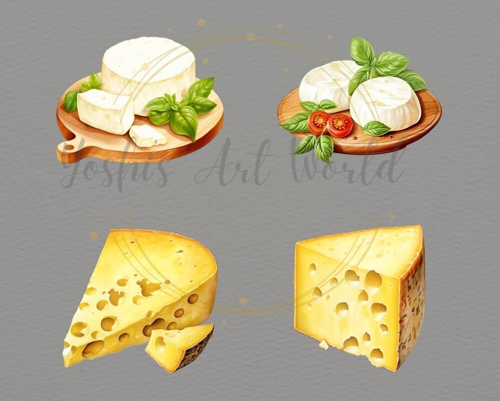 Watercolor Cheese PNG Bundle Digital Crafts Designs - Etsy
