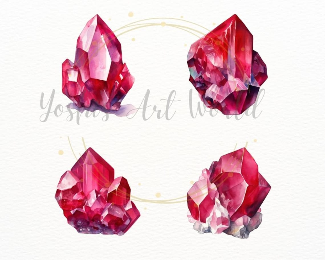 Watercolor July Birthstone Ruby PNG Bundle, Digital Crafts Designs ...