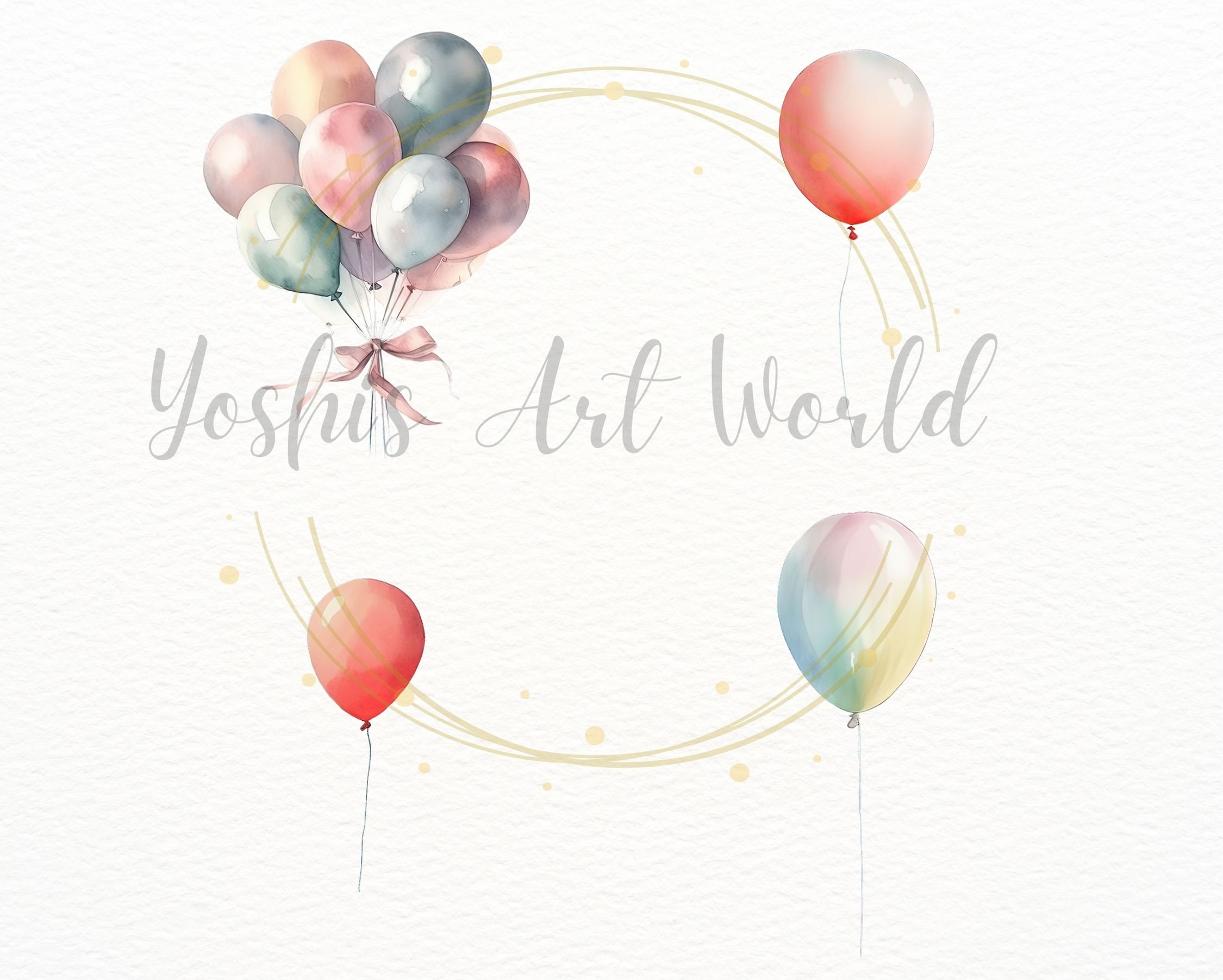 Pastel Balloons PNG Bundle Digital Crafts Designs - Etsy