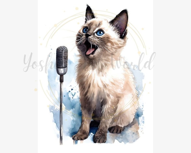Singing Kitty Clipart - Cat Singing - Musical Kitty - Card Making ...