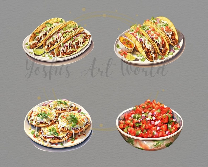 Watercolor Mexican Food PNG Bundle, Digital Crafts Designs Transparent ...