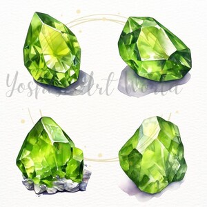 Watercolor August Birthstone Peridot PNG Bundle, Digital Crafts Designs ...
