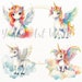 Watercolor Cute Rainbow Unicorn PNG Bundle, Digital Crafts Designs ...
