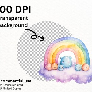 Pastel Watercolor Rainbow Star Cloud PNG Bundle, Digital Crafts Designs ...