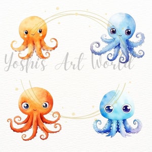 Cute Octopus PNG Bundle, Digital Crafts Designs Transparent, Baby ...