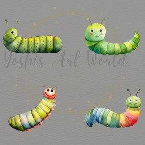 Cute Caterpillar PNG Bundle, Digital Crafts Designs Transparent, Little ...