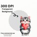 Watercolor Valentine Cat PNG Bundle, Digital Crafts Designs Transparent ...