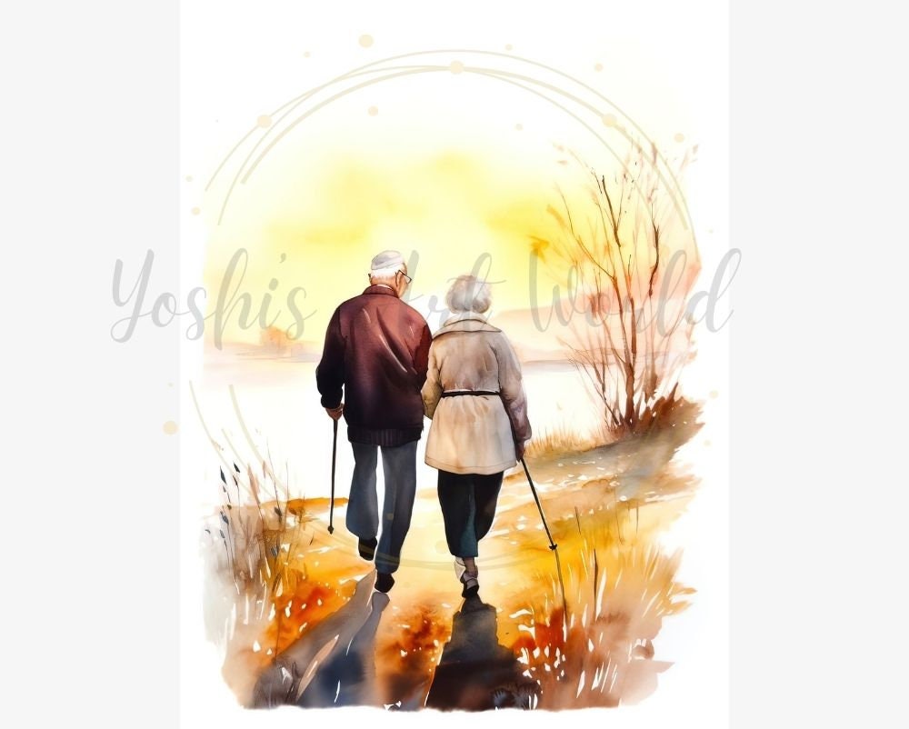 Elderly Couple Clipart Grandpa and Grandma Card Making - Etsy
