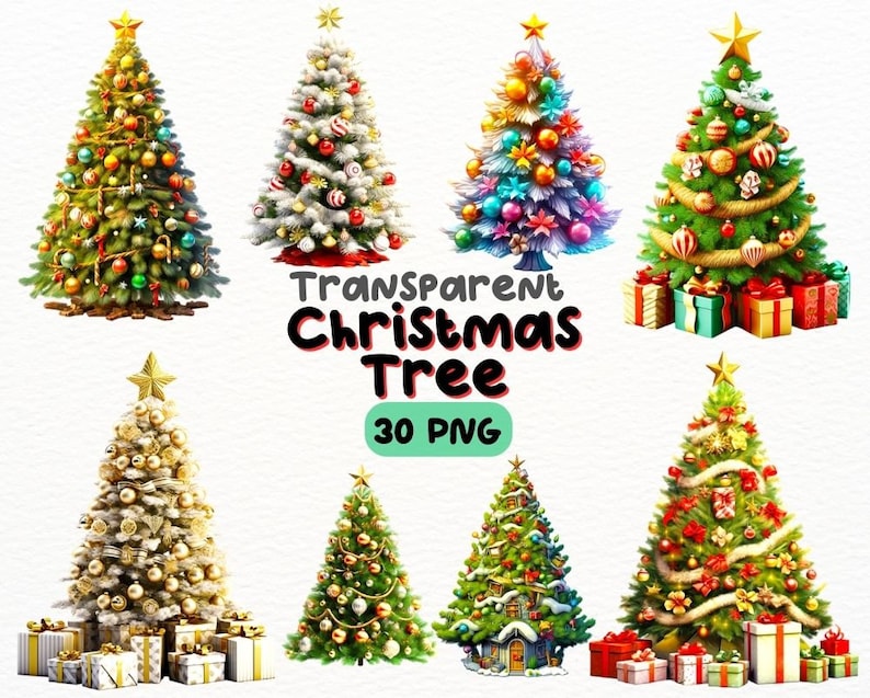 Christmas Tree PNG Bundle, Digital Crafts Designs Transparent ...