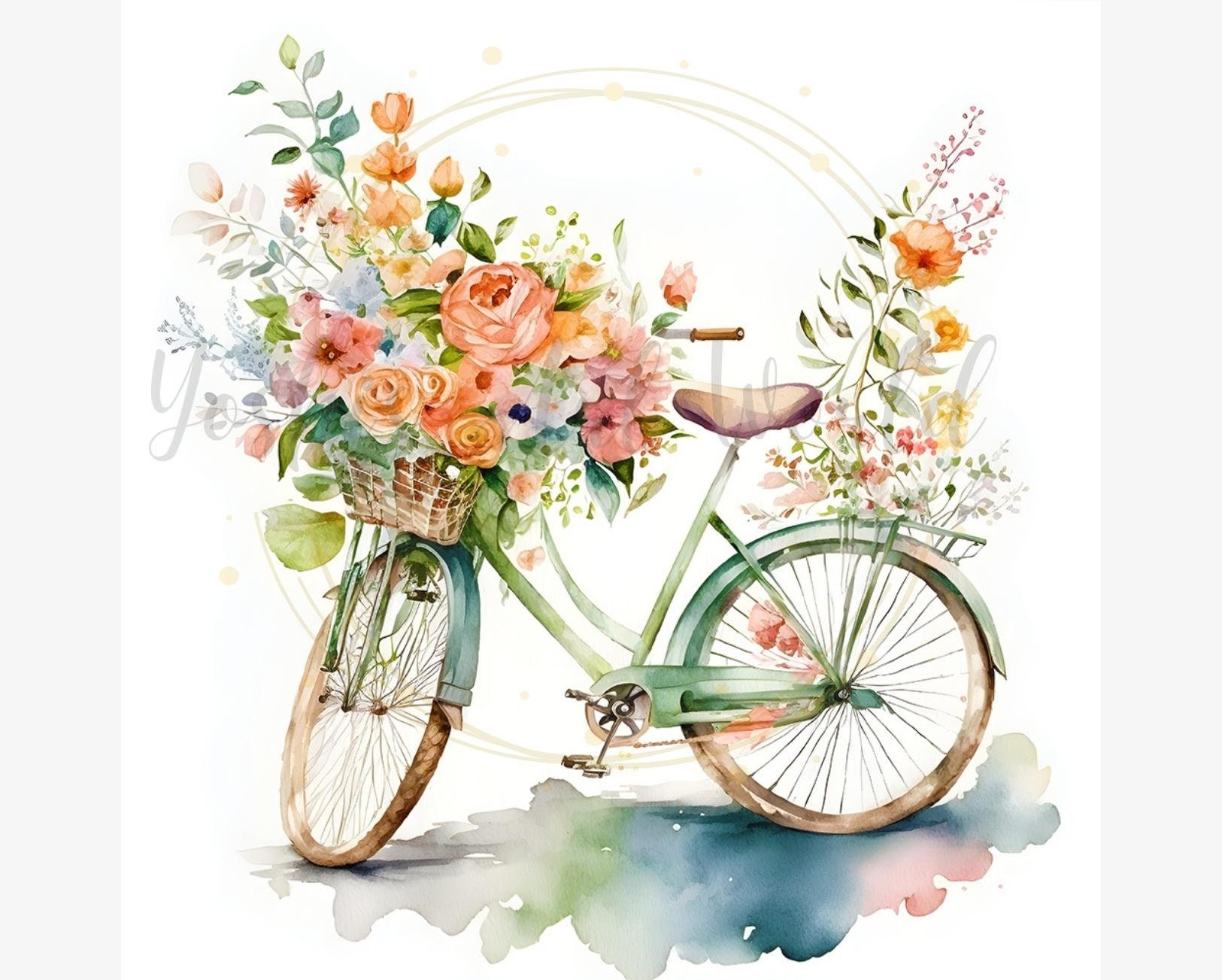 Vintage Floral Bike Bike With Flowers Card Making Mixed - Etsy