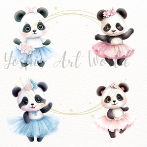 Watercolor Ballerina Panda PNG Bundle, Digital Crafts Designs ...