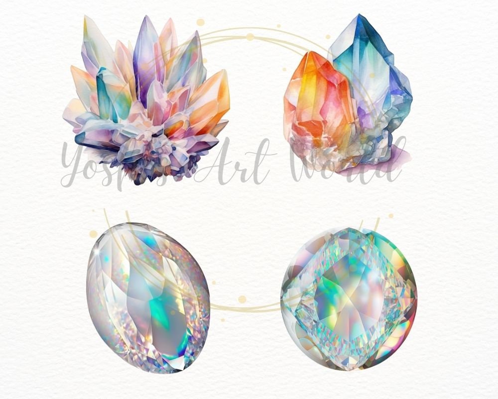 Watercolor October Birthstone Opal PNG Bundle, Digital Crafts Designs ...