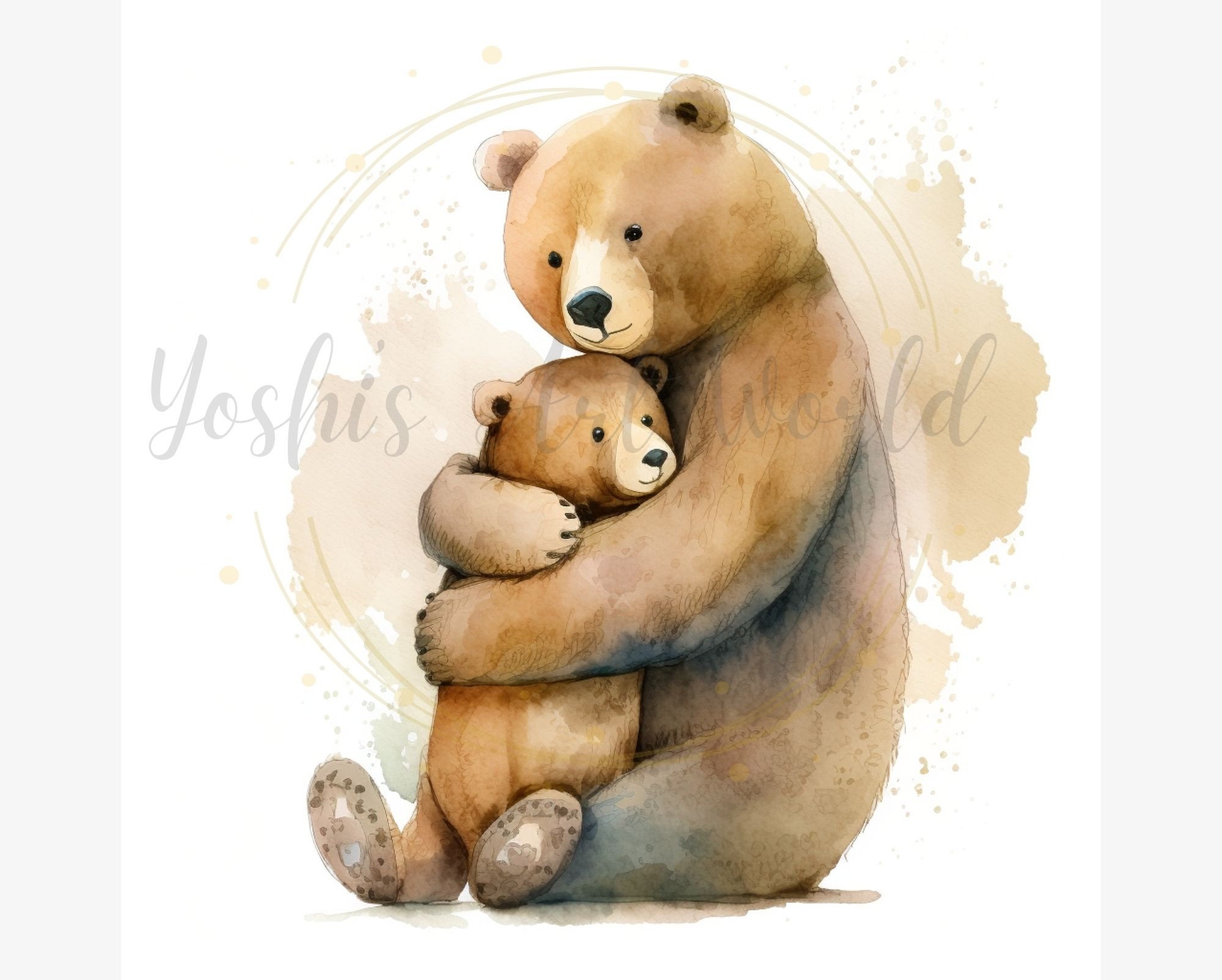 Watercolor Mama Bear - Brown Bear - Card Making, Mixed Media, Digital ...