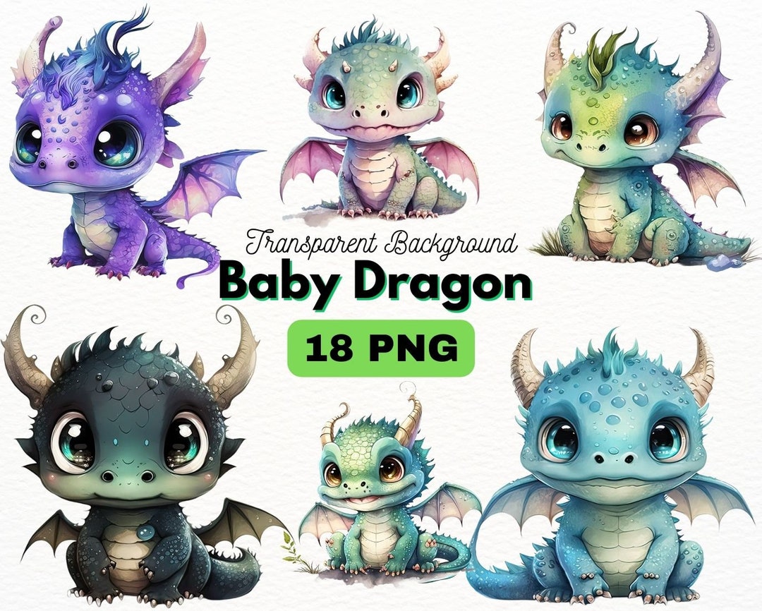 Cute Baby Dragon PNG Bundle, Digital Crafts Designs Transparent, Dragon ...