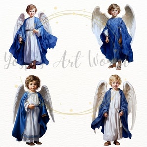 Watercolor Victorian Royal Blue Angel Boy PNG Bundle, Digital Crafts ...