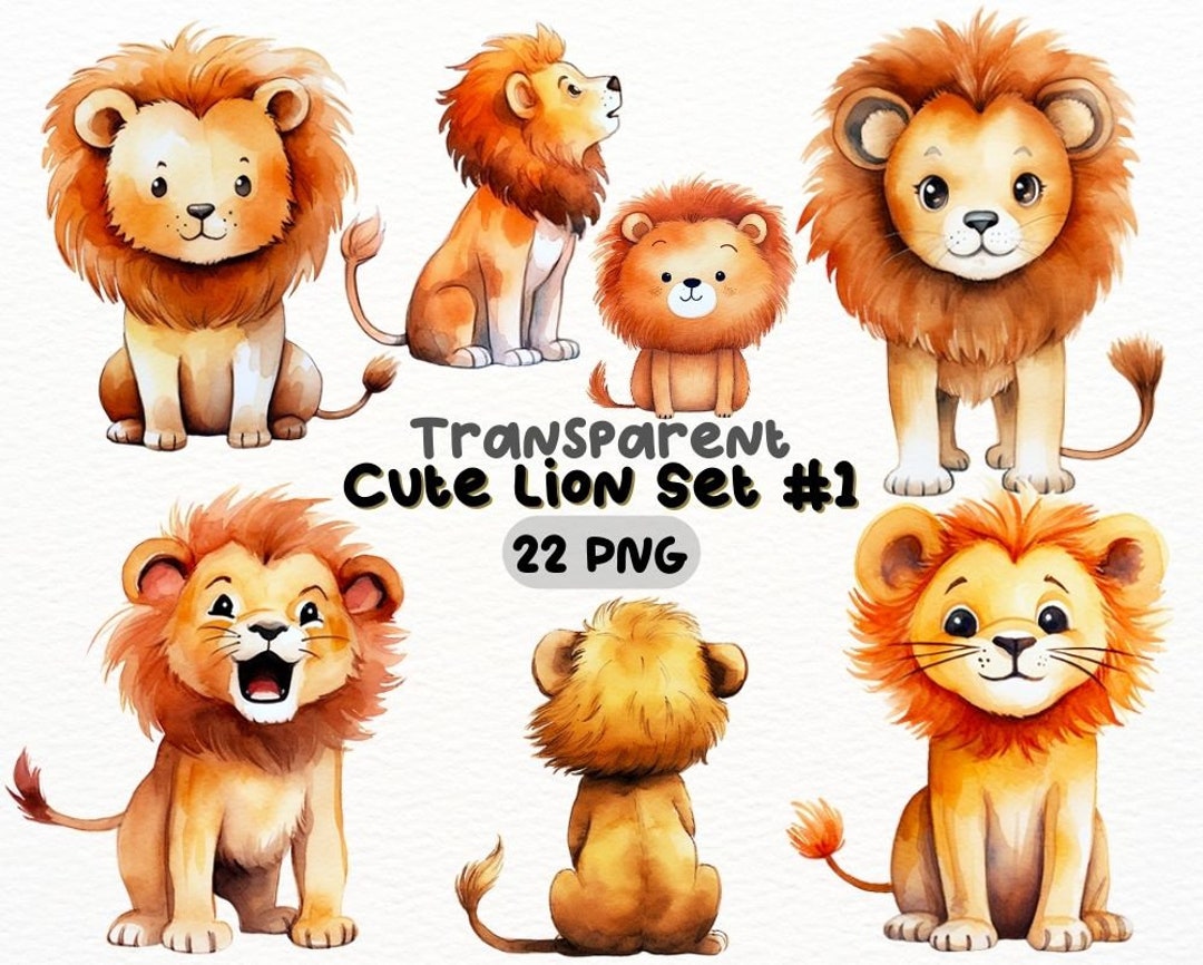 Cute Lion PNG Bundle, Digital Crafts Designs Transparent, Little Lions ...
