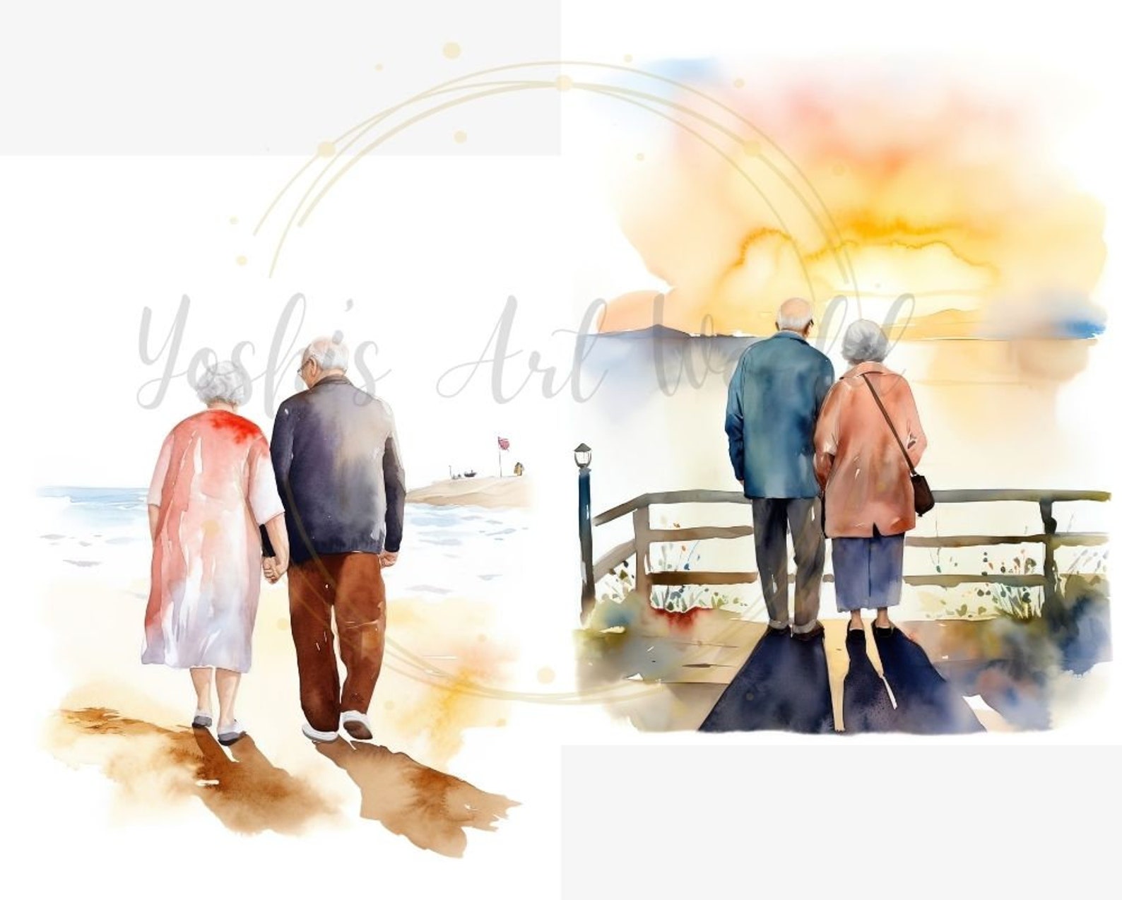 Elderly Couple Clipart Grandpa and Grandma Card Making - Etsy