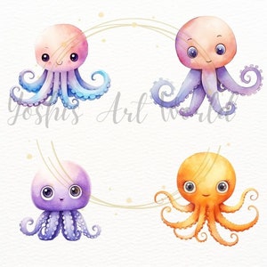 Cute Octopus PNG Bundle, Digital Crafts Designs Transparent, Baby ...