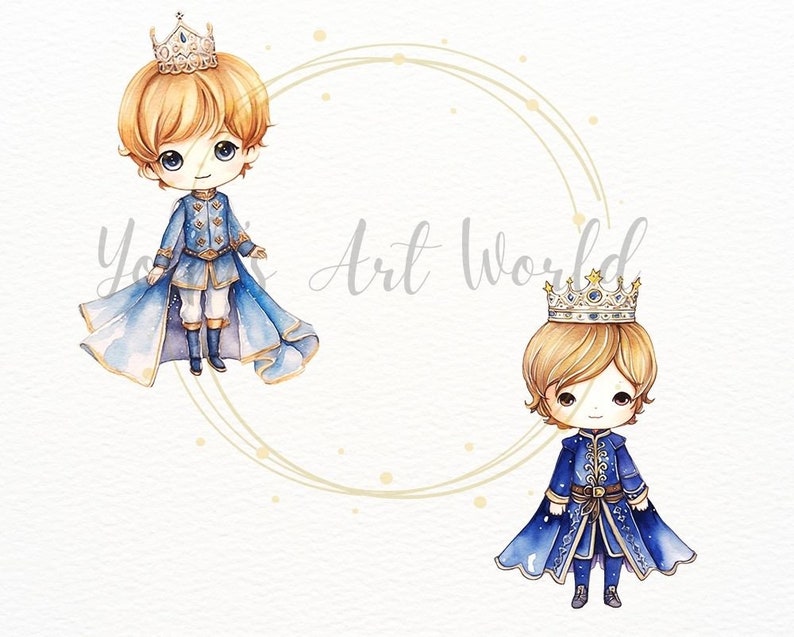 Watercolor Cute Prince PNG Bundle Digital Crafts Designs - Etsy