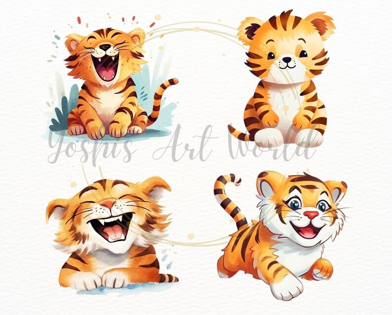 Cute Tiger PNG Bundle, Digital Crafts Designs Transparent, Adorable ...