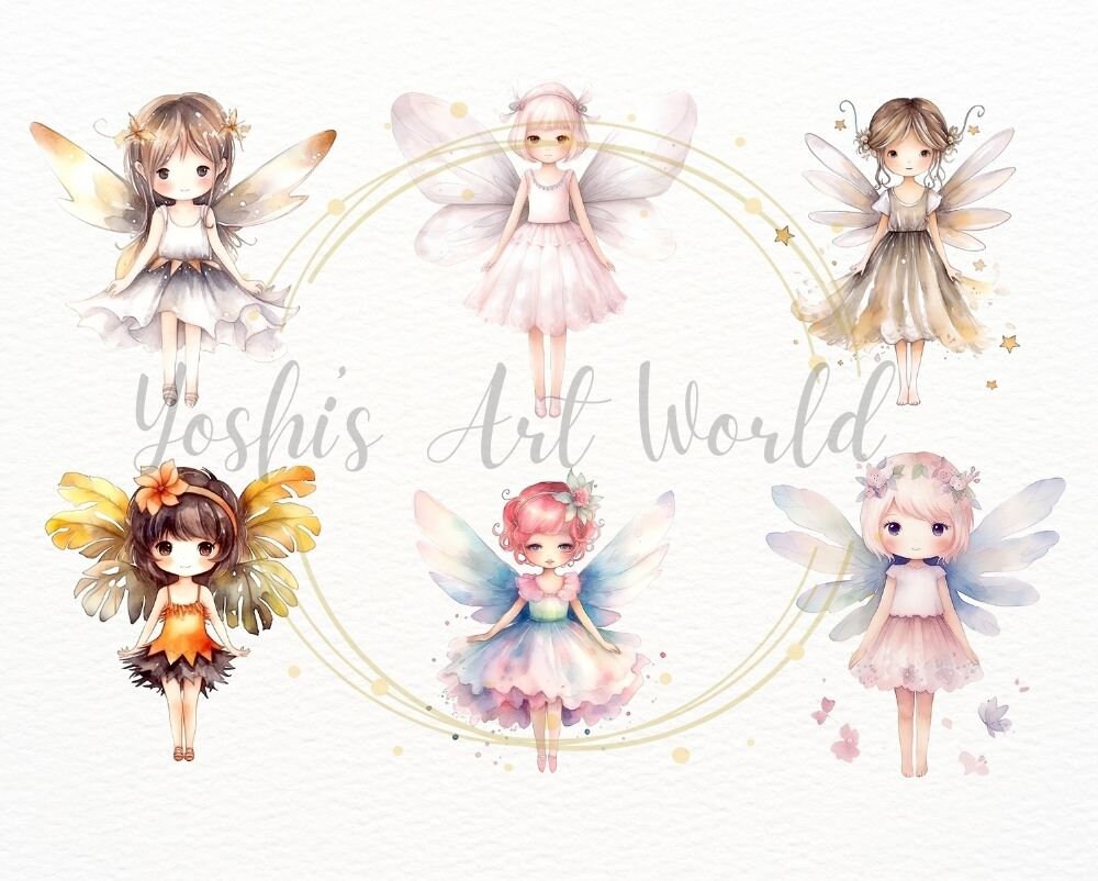 Watercolor Cute Fairy PNG Bundle, Digital Crafts Designs Transparent ...