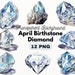 Watercolor April Birthstone Diamond PNG Bundle, Digital Crafts Designs ...