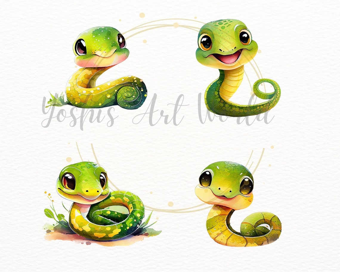 Cute Snake PNG Bundle, Digital Crafts Designs Transparent, Little ...