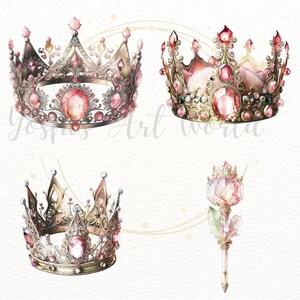 Pink Princess Crown & Scepter PNG Bundle, Digital Crafts Designs ...