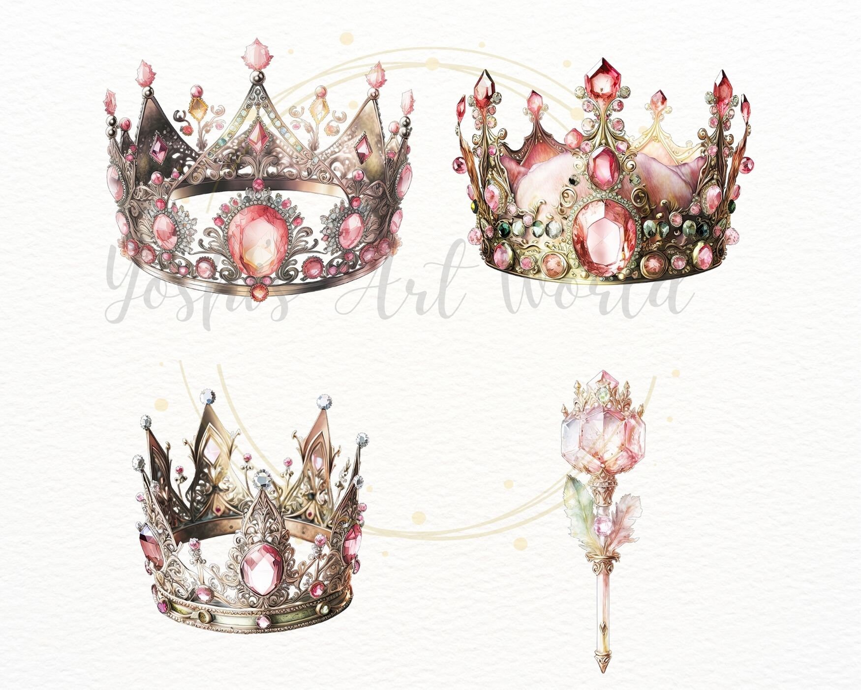 Pink Princess Crown & Scepter PNG Bundle Digital Crafts - Etsy