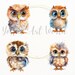 Watercolor Baby Owl PNG Bundle, Digital Crafts Designs Transparent ...