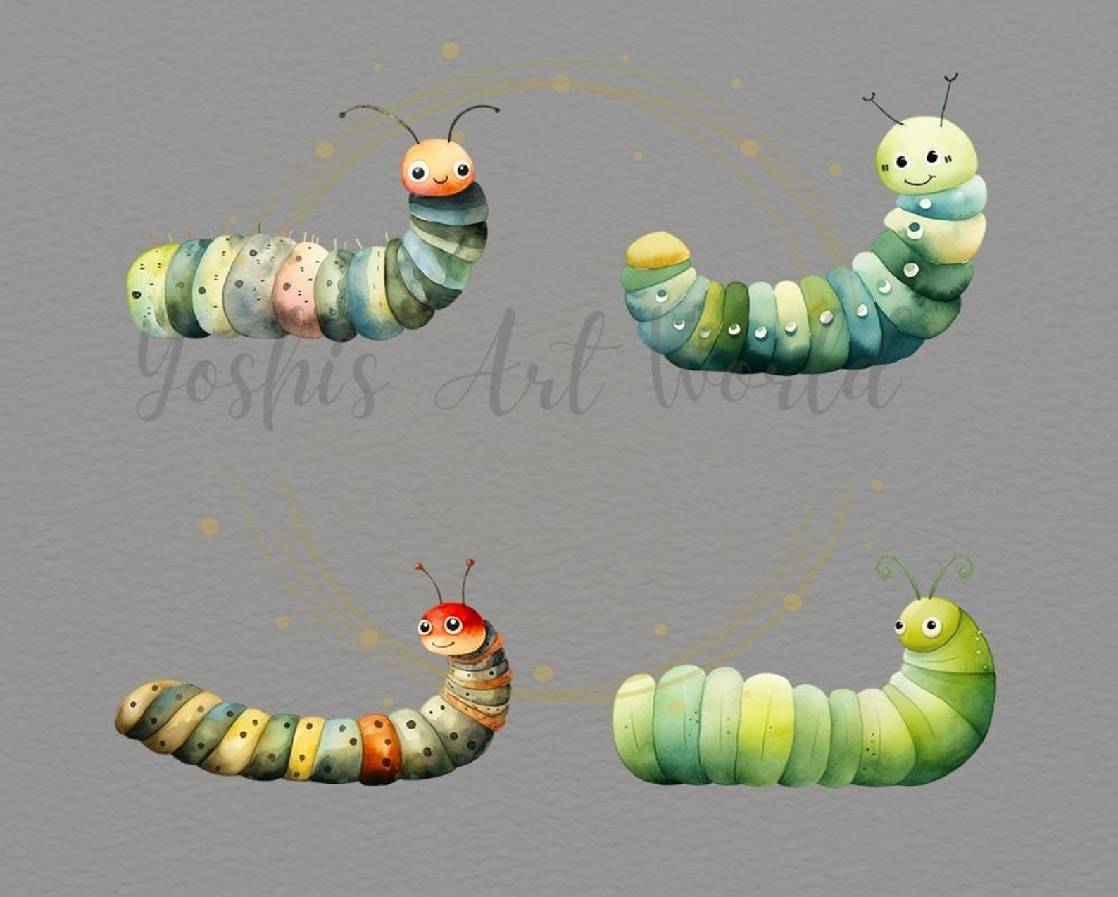 Cute Caterpillar PNG Bundle, Digital Crafts Designs Transparent, Little ...