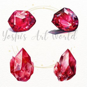 Watercolor July Birthstone Ruby PNG Bundle, Digital Crafts Designs ...