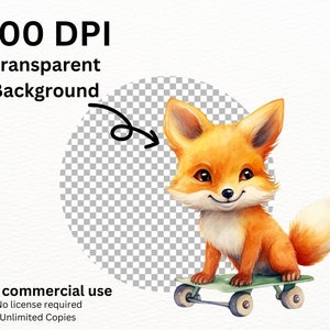 Watercolor Cute Fox PNG Bundle, Digital Crafts Designs Transparent ...