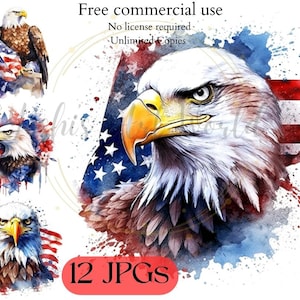 Patriotic Eagle Clipart - USA Flag - American Flag - Card Making, Mixed ...