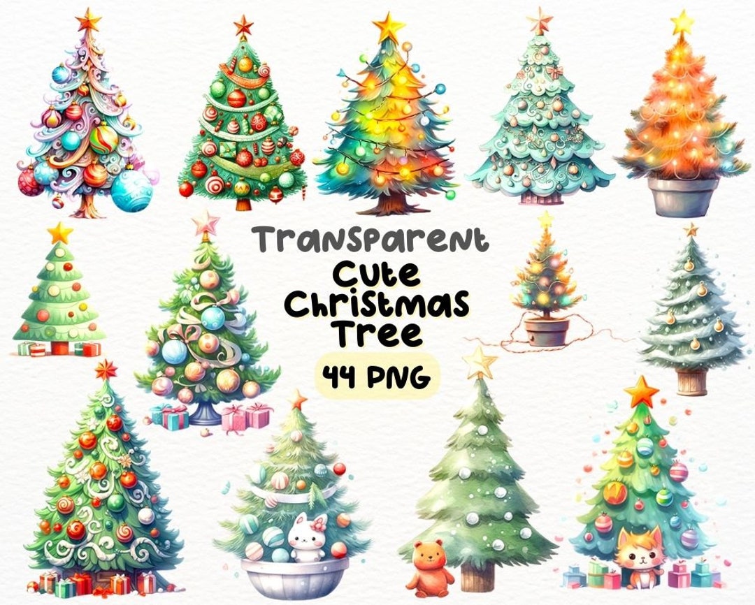 Cute Christmas Tree PNG Bundle, Digital Crafts Designs Transparent ...