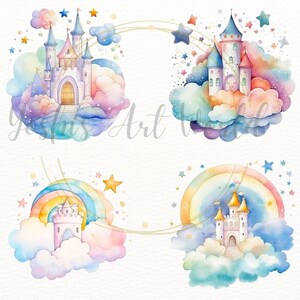 Watercolor Pastel Castle PNG Bundle, Digital Crafts Designs Transparent ...