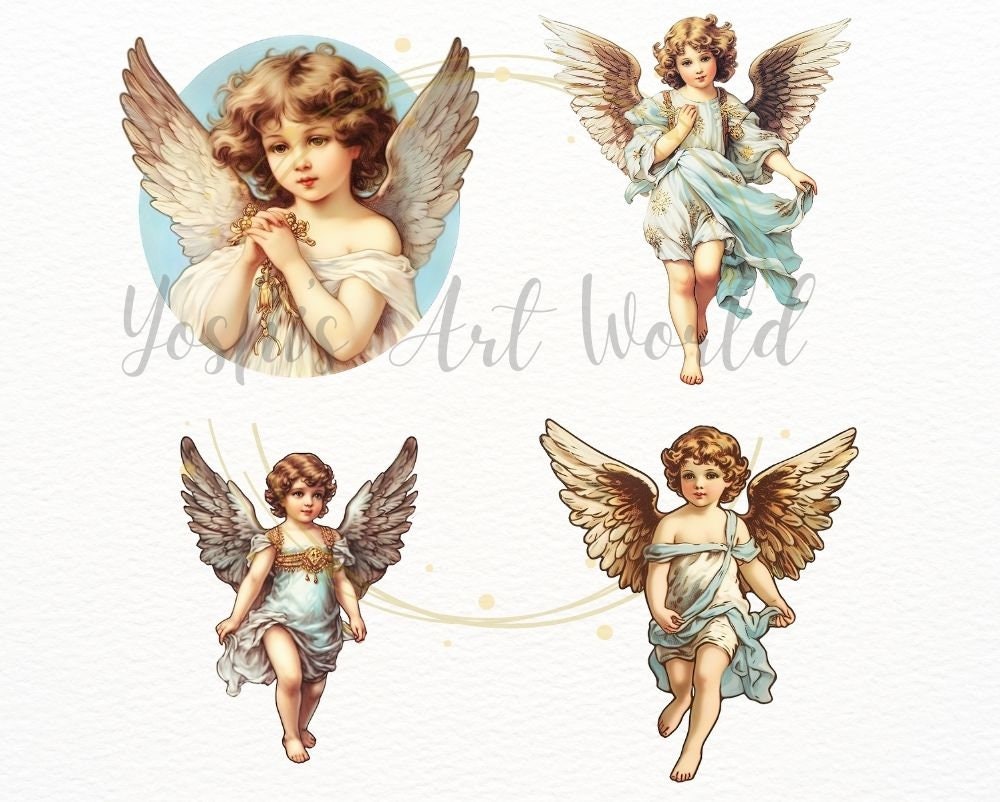 Watercolor Vintage Blue Baby Angel PNG Bundle Digital Crafts - Etsy