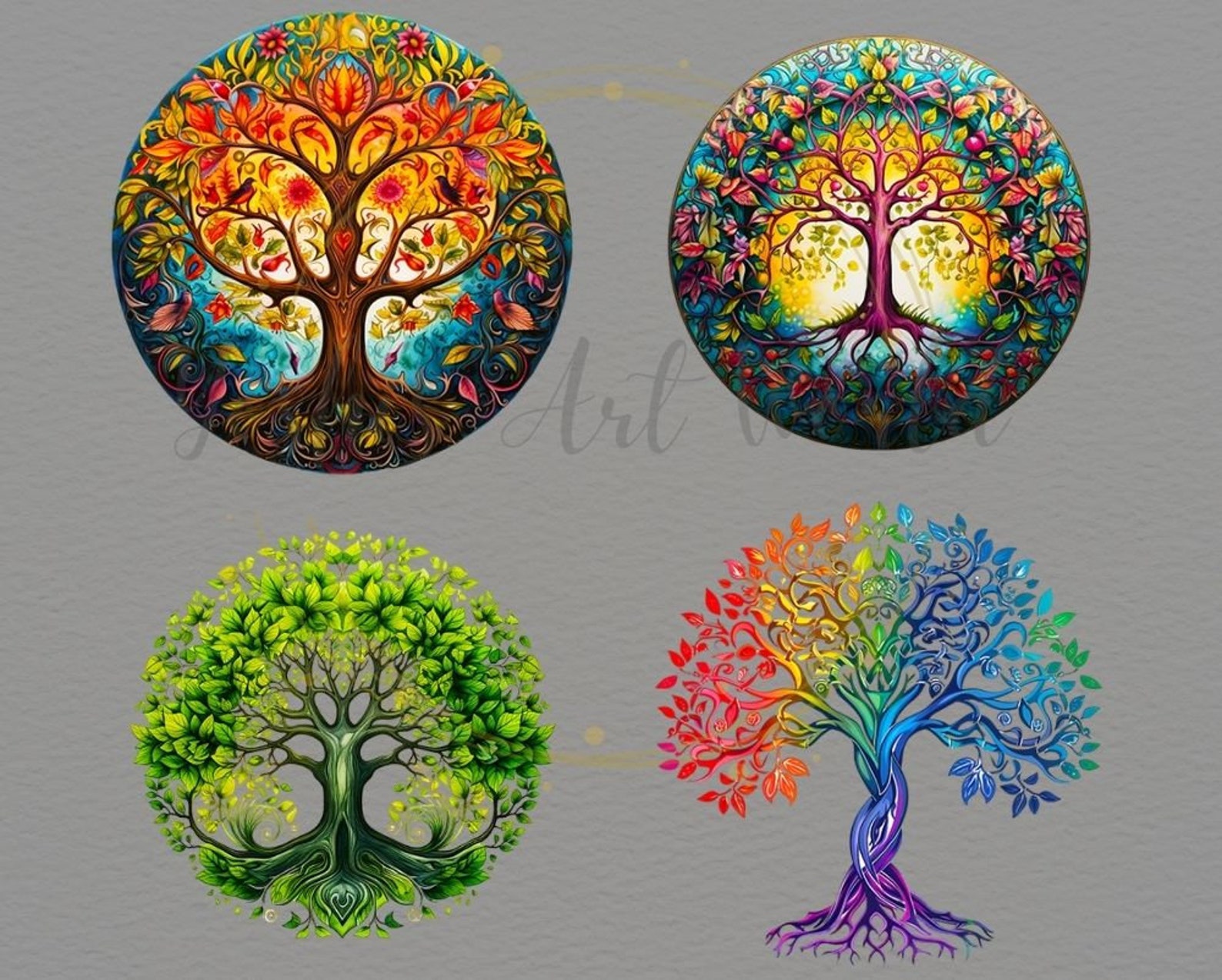Watercolor Tree of Life PNG Bundle, Digital Crafts Designs Transparent ...
