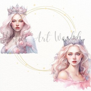 Watercolor Pink Princess PNG Bundle, Digital Crafts Designs Transparent ...